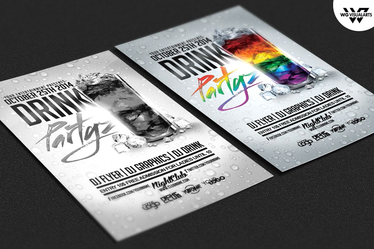 DRINK PARTY Flyer Template, a Flyer Template by WG DESIGN