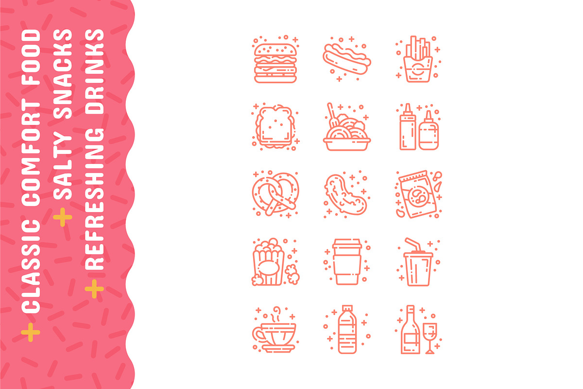 Comfy Cravings Line Art Icon Set, an Outline Icon by C.Gordon Illustration