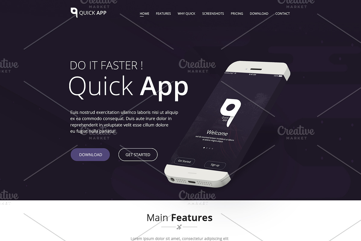 QuickApp - Landing Page PSD Template, an App Template by temRam
