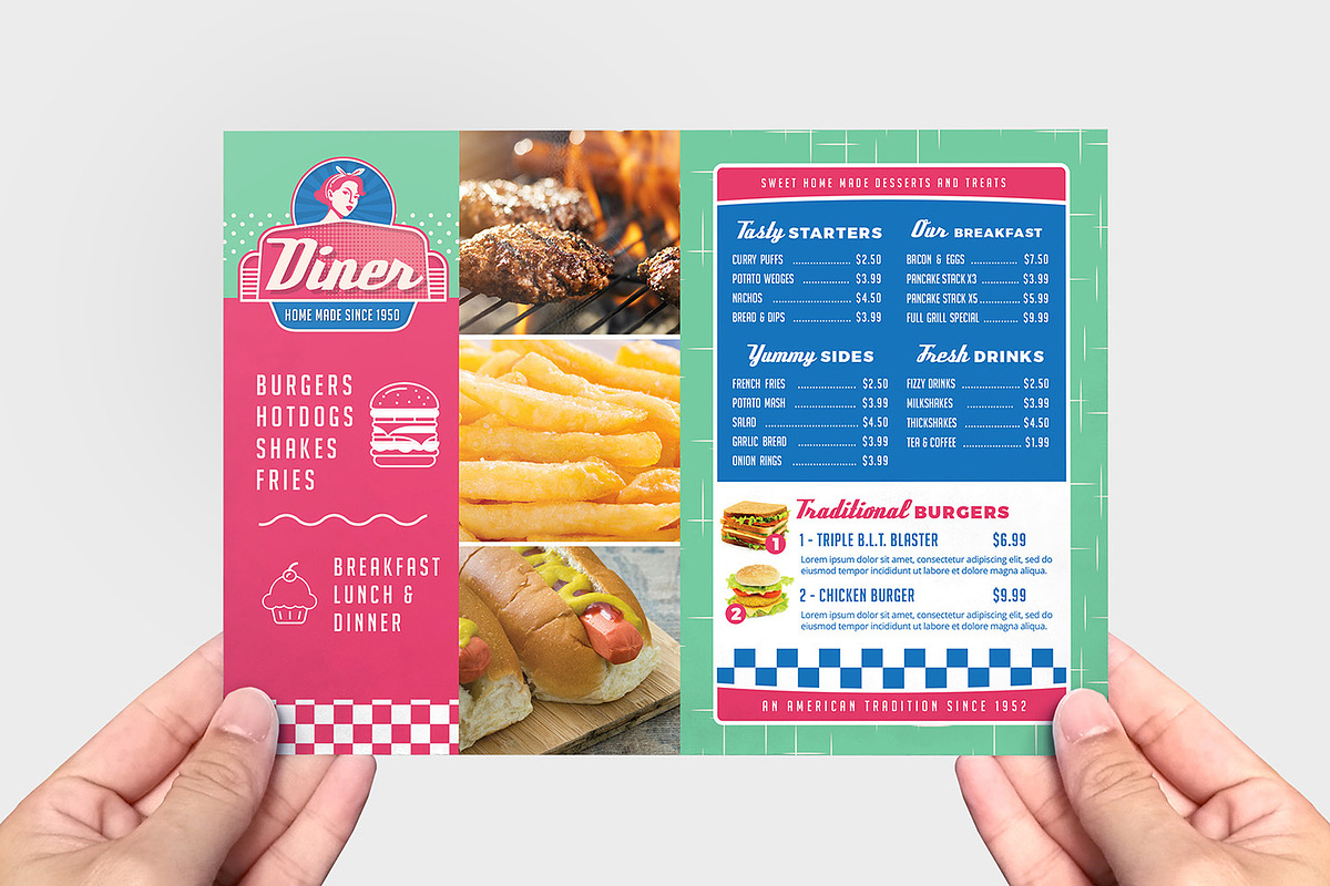 American Diner Menu Templates Pack, a Brochure Template by BrandPacks