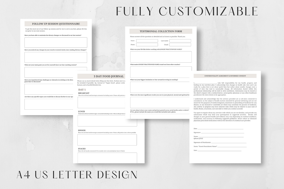 Nutrition Coach Client Intake Forms | Creative Market