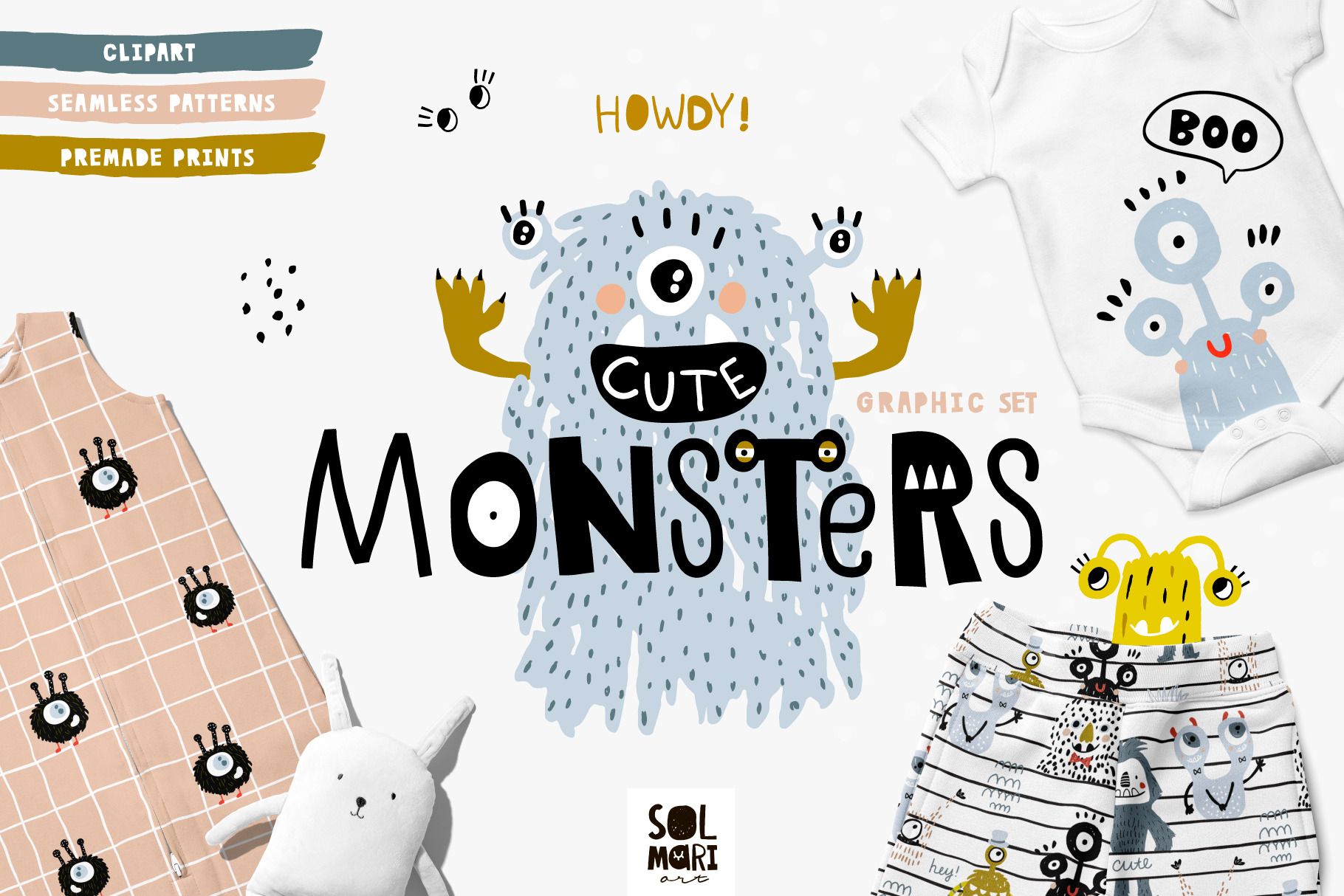 Cute MONSTERS graphic set., a Pattern Graphic by solmariart