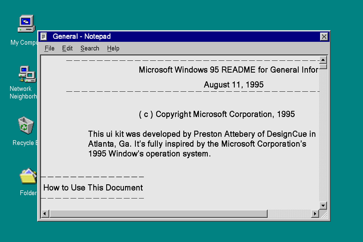 Windows 95 UI Kit, an UI Kit Template by Rad Radio Graphics
