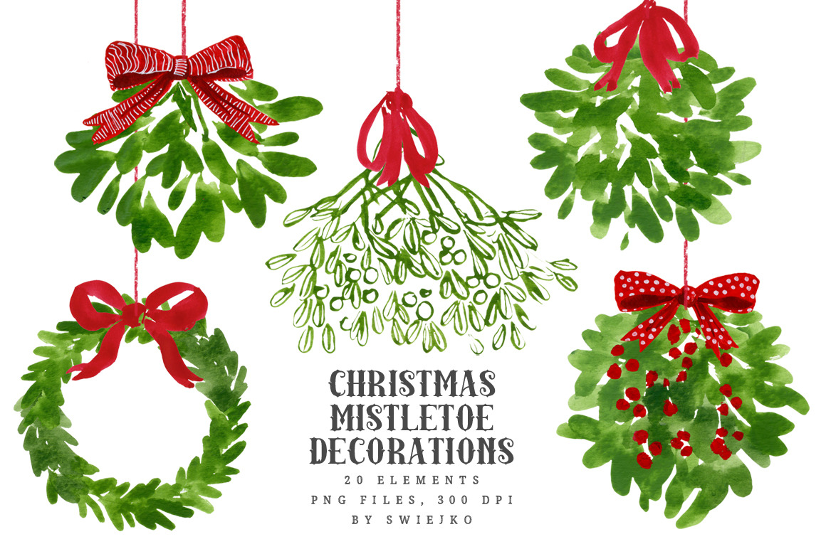 Mistletoe Christmas Clip art, a Decorative Illustration by swiejko ...