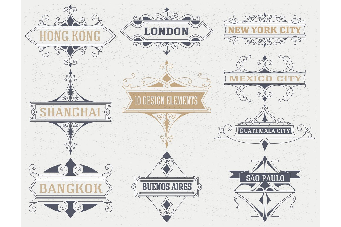 Set of 10 labels and banners, a Decorative Illustration by OneVectorStock