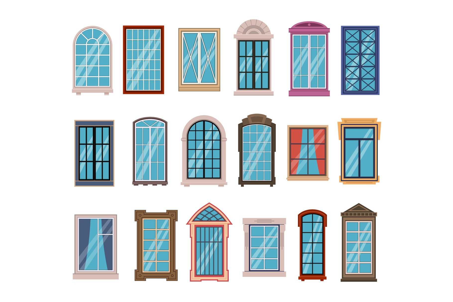 Flat windows frames. Colorful, an Illustration by YummyBuum
