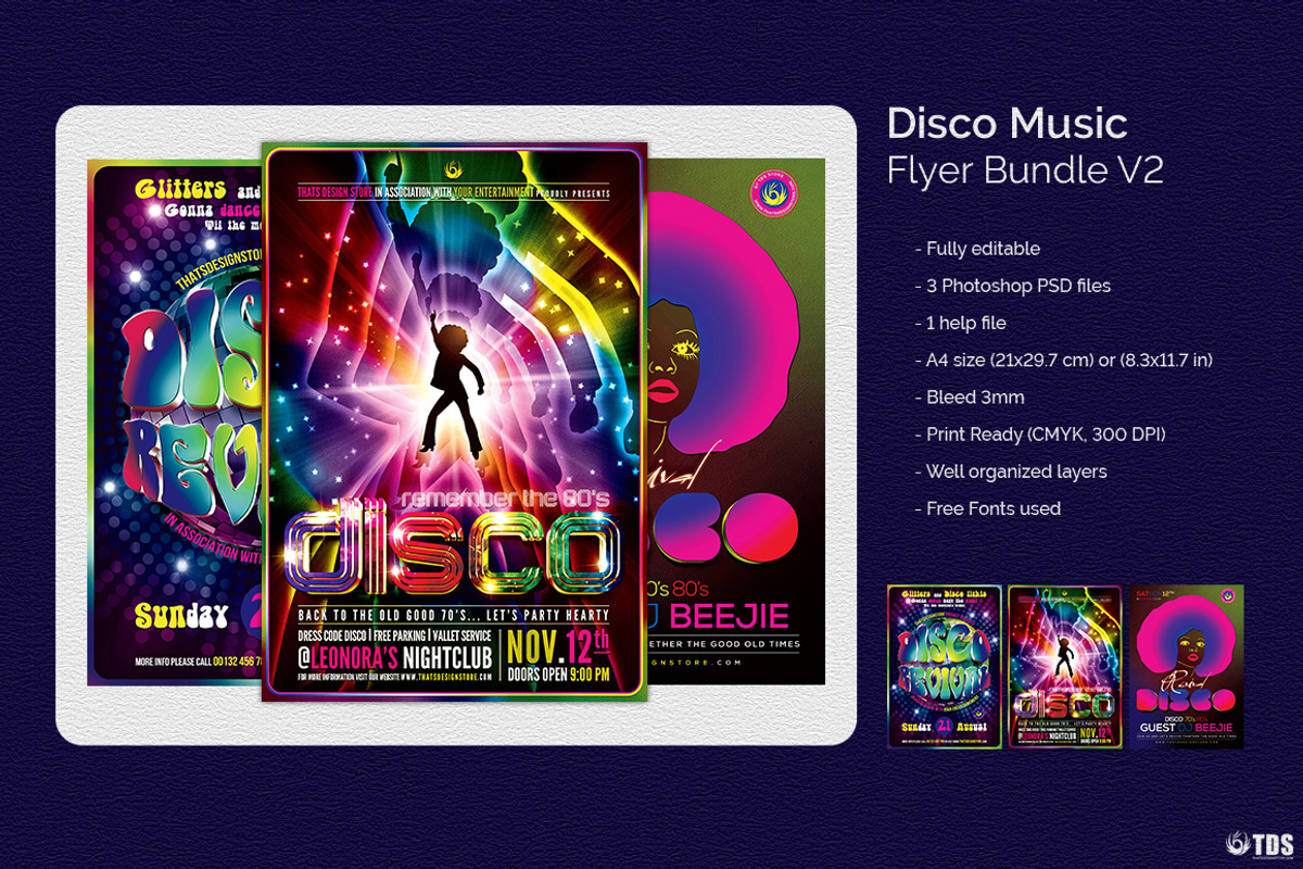Disco Music Flyer Bundle V2, a Flyer Template by ThatsDesign Art