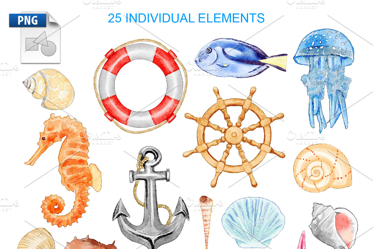 Sea Life Design Set, a Pattern Graphic by Simple Design