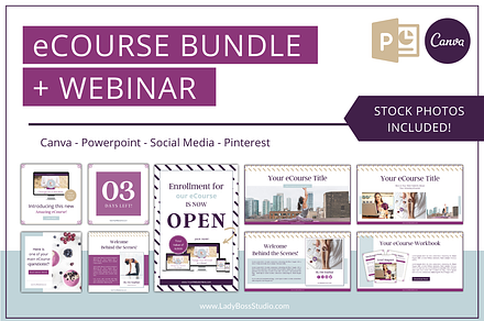 eCourse & Webinar Bundle | Canva PPT, a Presentation Template by Lady Boss Studio