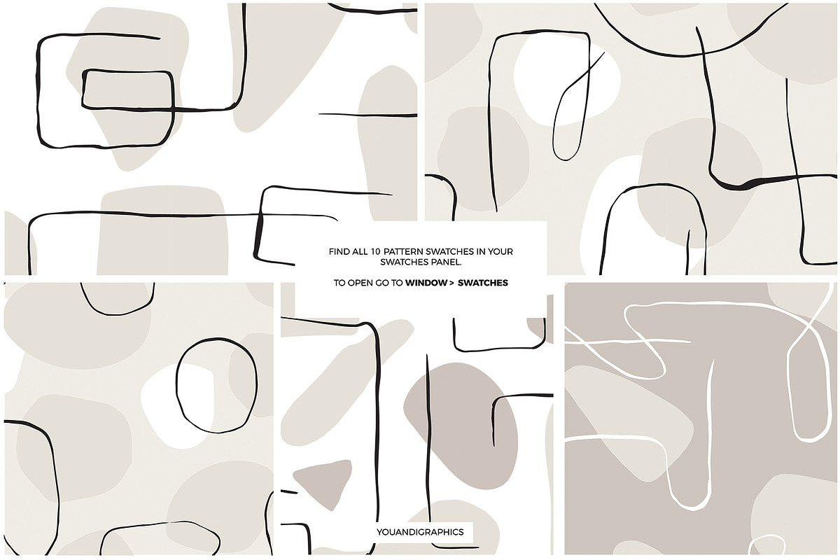 Abstract Line Art Seamless Patterns, a Pattern Graphic by Youandigraphics