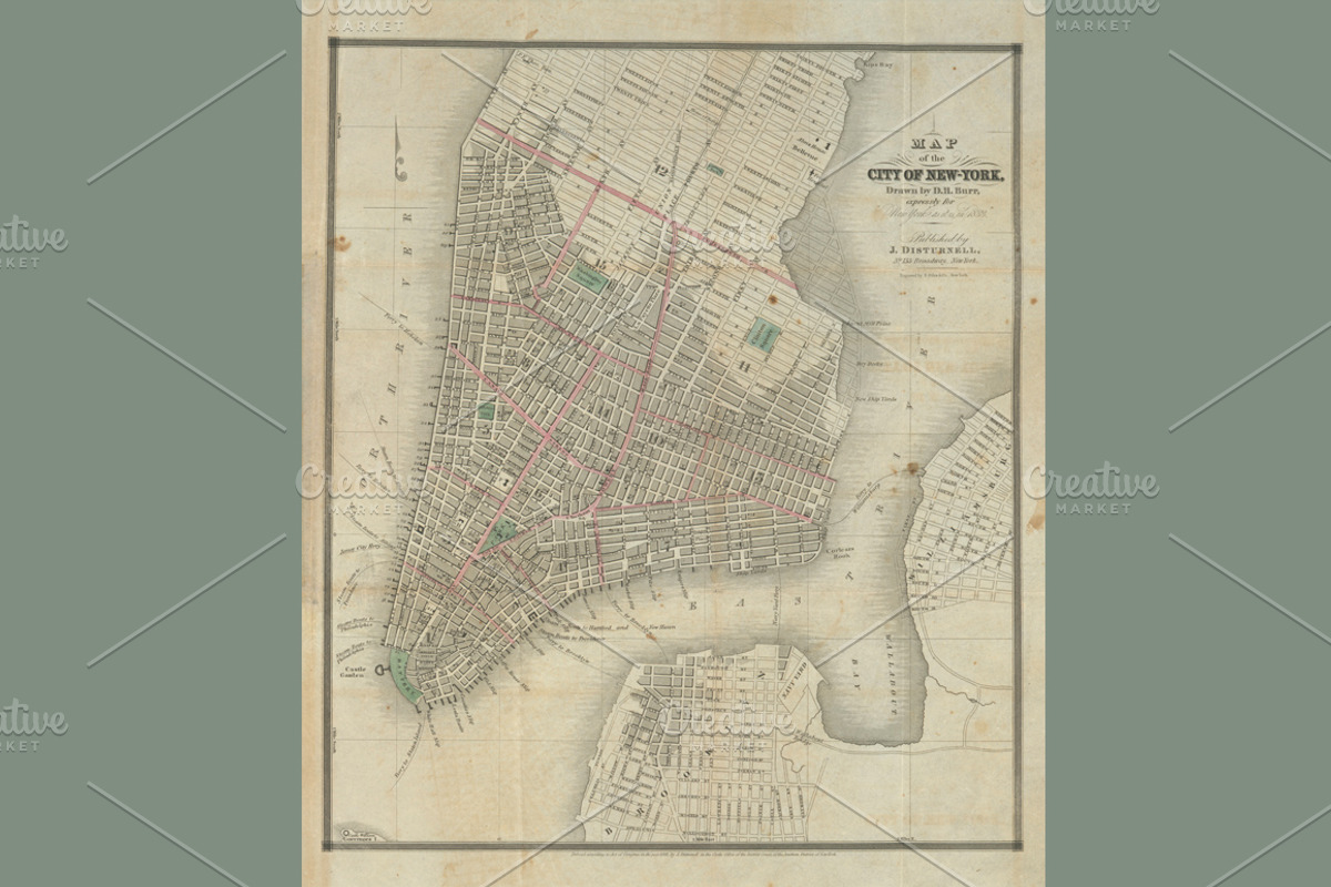 Antique New York City Maps, a Texture Graphic by Blue Line Design