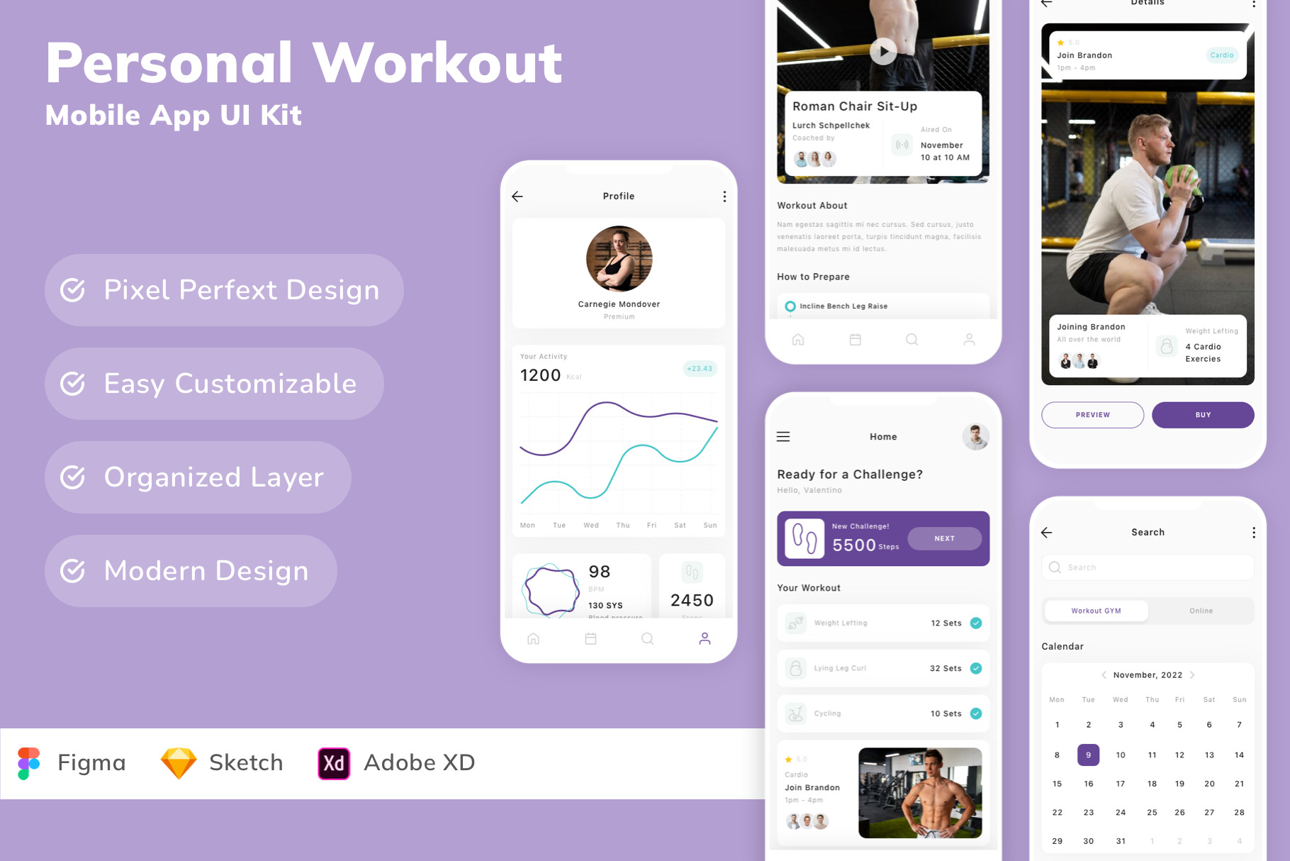 Personal Workout Mobile App UI Kit, an UI Kit Template by Betush