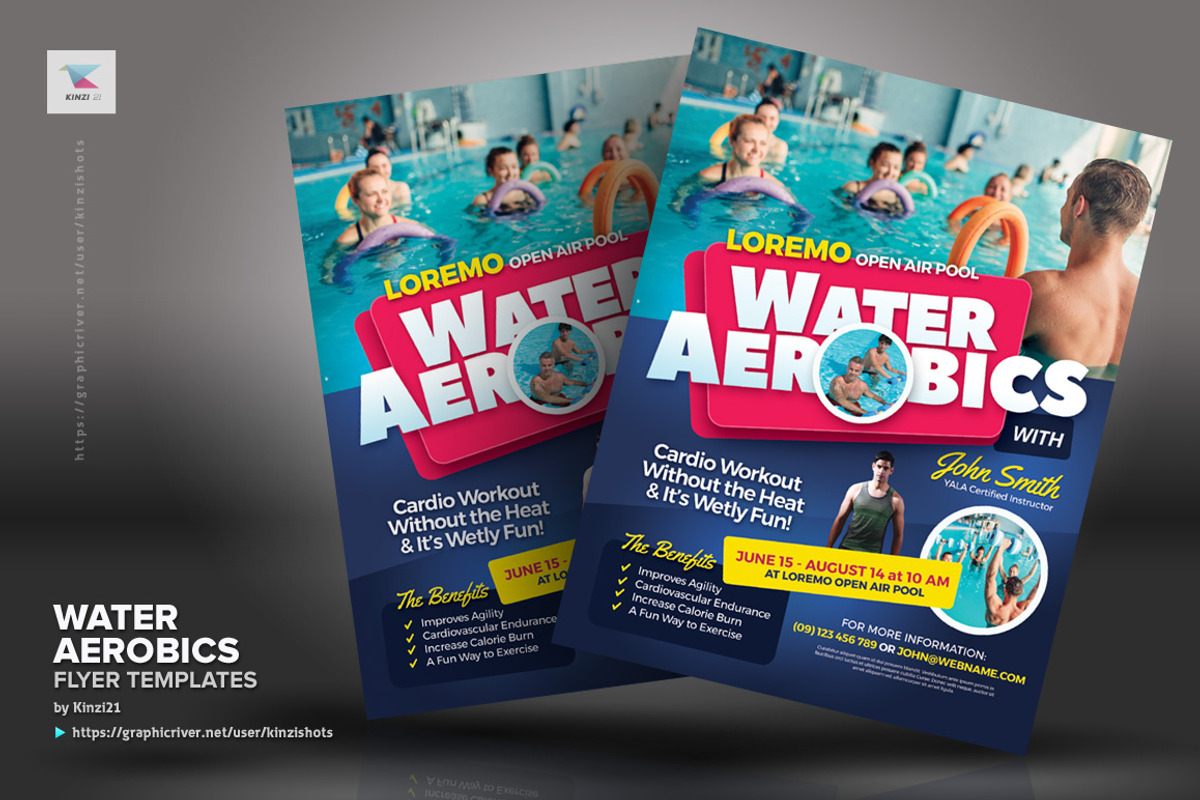 Water Aerobics Flyer Templates, a Flyer Template by kinzi21