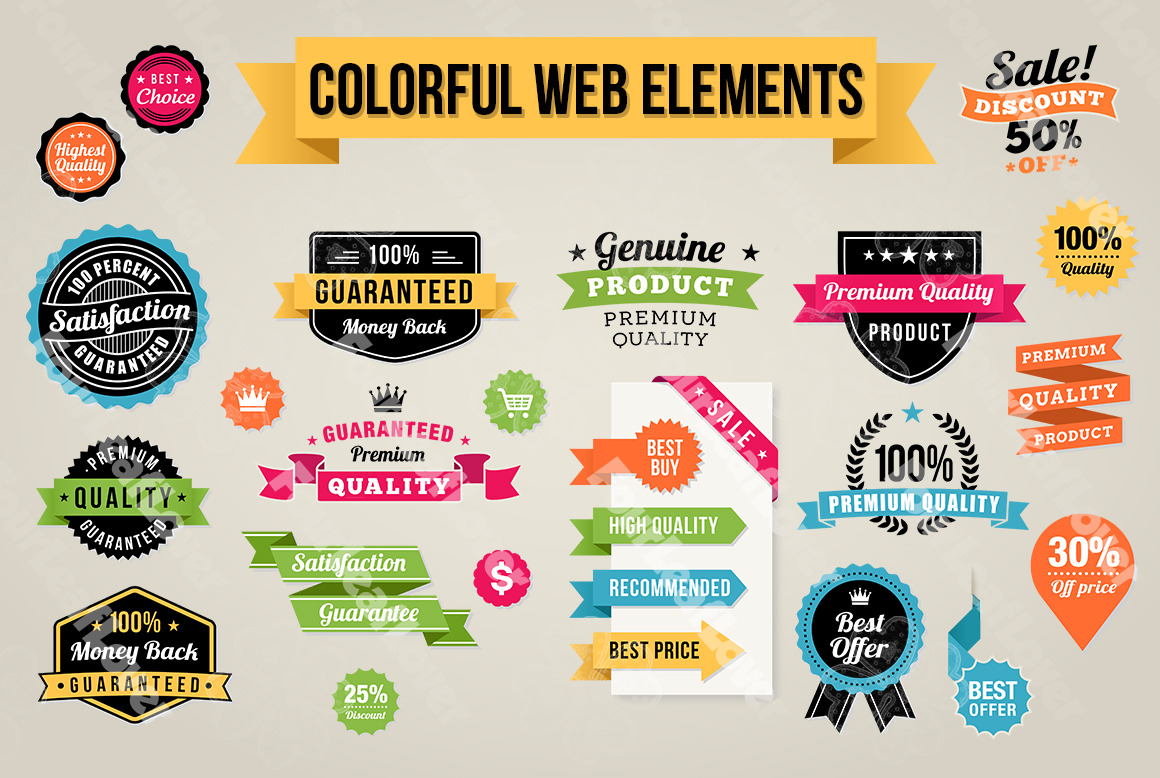 Colorful Web Elements Set, a Templates & Theme by FourLeafLover