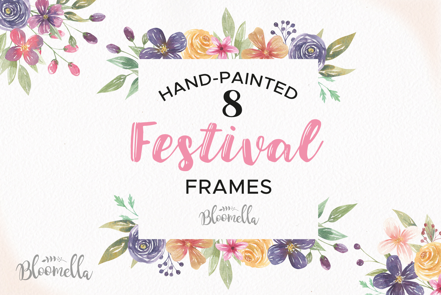 Festival Frames Floral Clipart Set | Illustrations ~ Creative Market