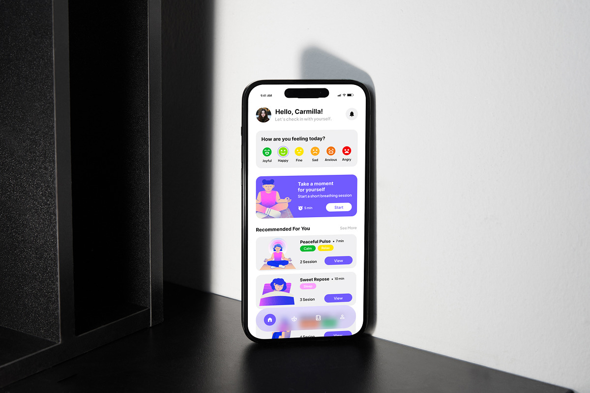 Bloomy - Calm Wellness App UI Kit, an App Template by trabaskriya