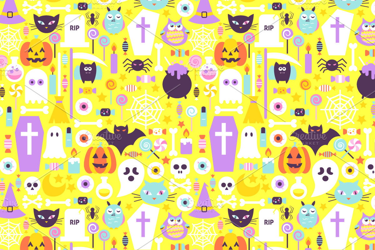 Halloween Pastel Seamless Patterns