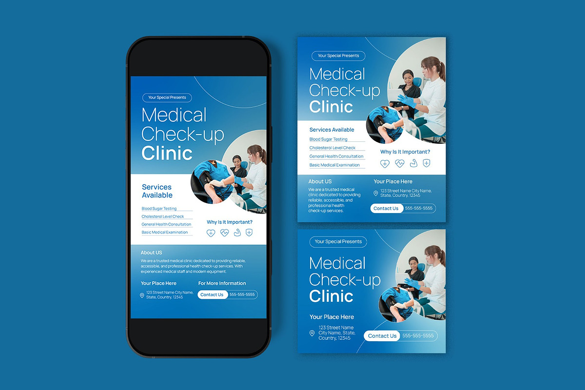 Check-Up Medical Clinic Flyer, a Flyer Template by graphicook