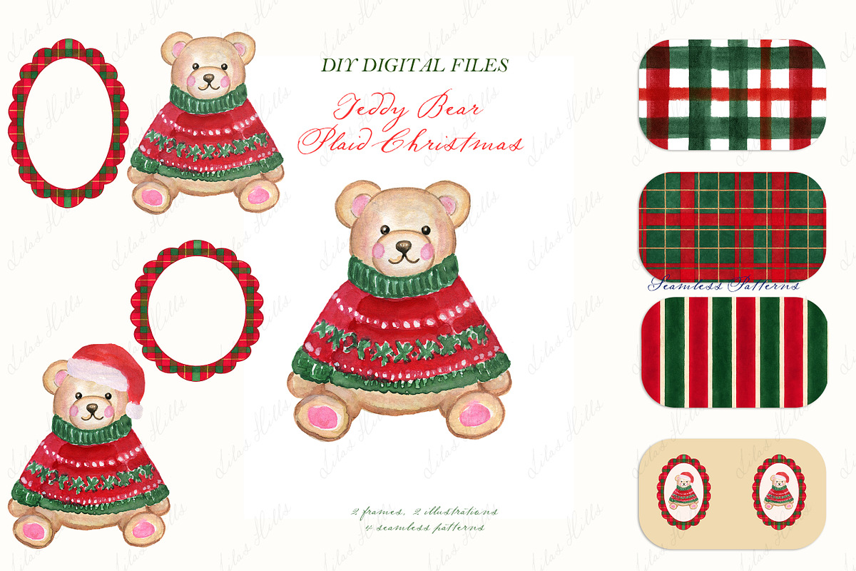 Christmas Teddy Bear Pattern, a Graphic by LABFcreations
