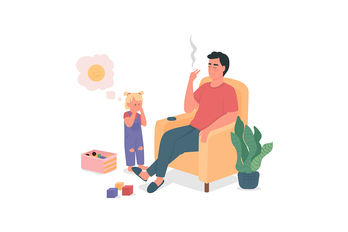 Smoking father with sad child, a Healthcare Illustration by IMG visuals ...
