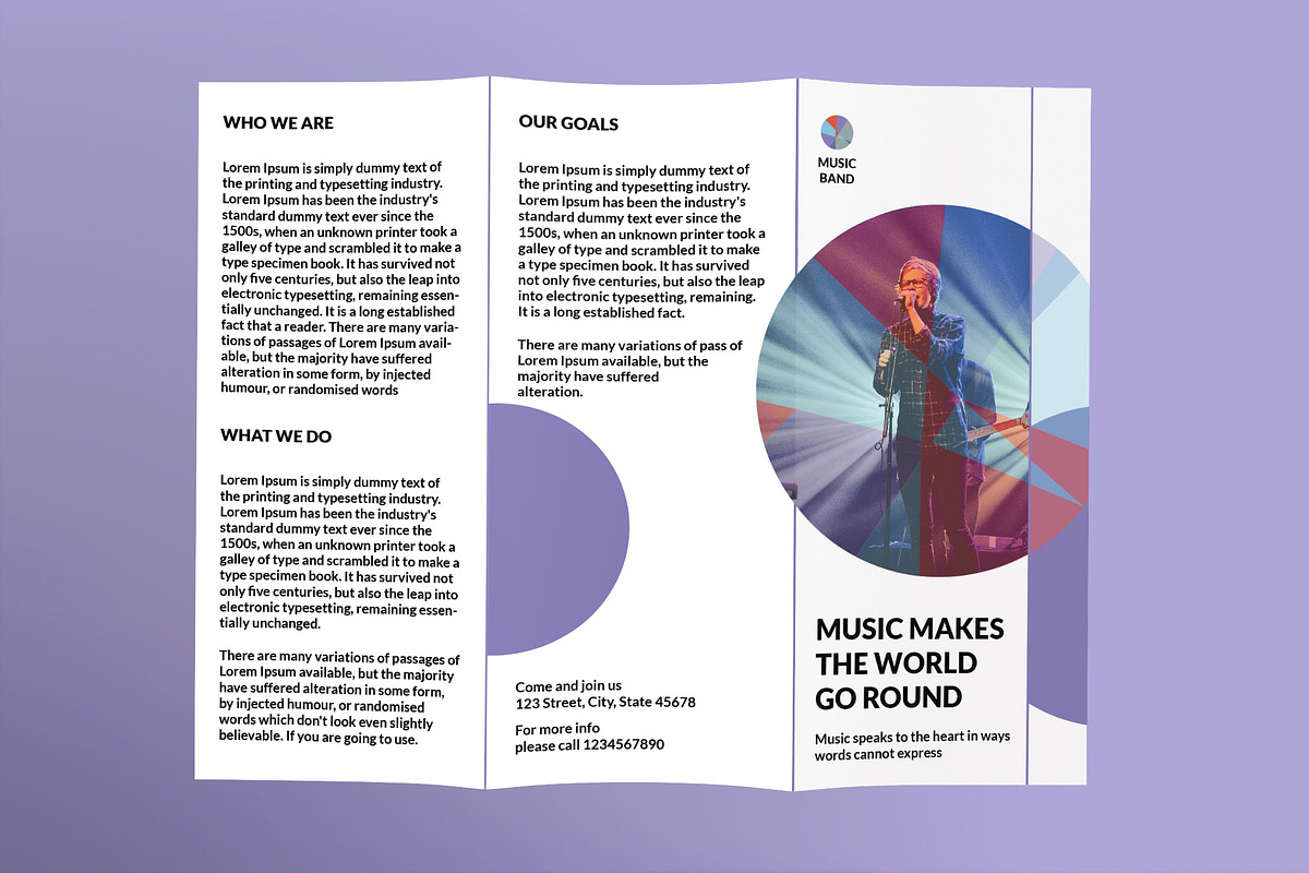 Music Band Brochure Trifold, a Brochure Template by TemplatesNow!