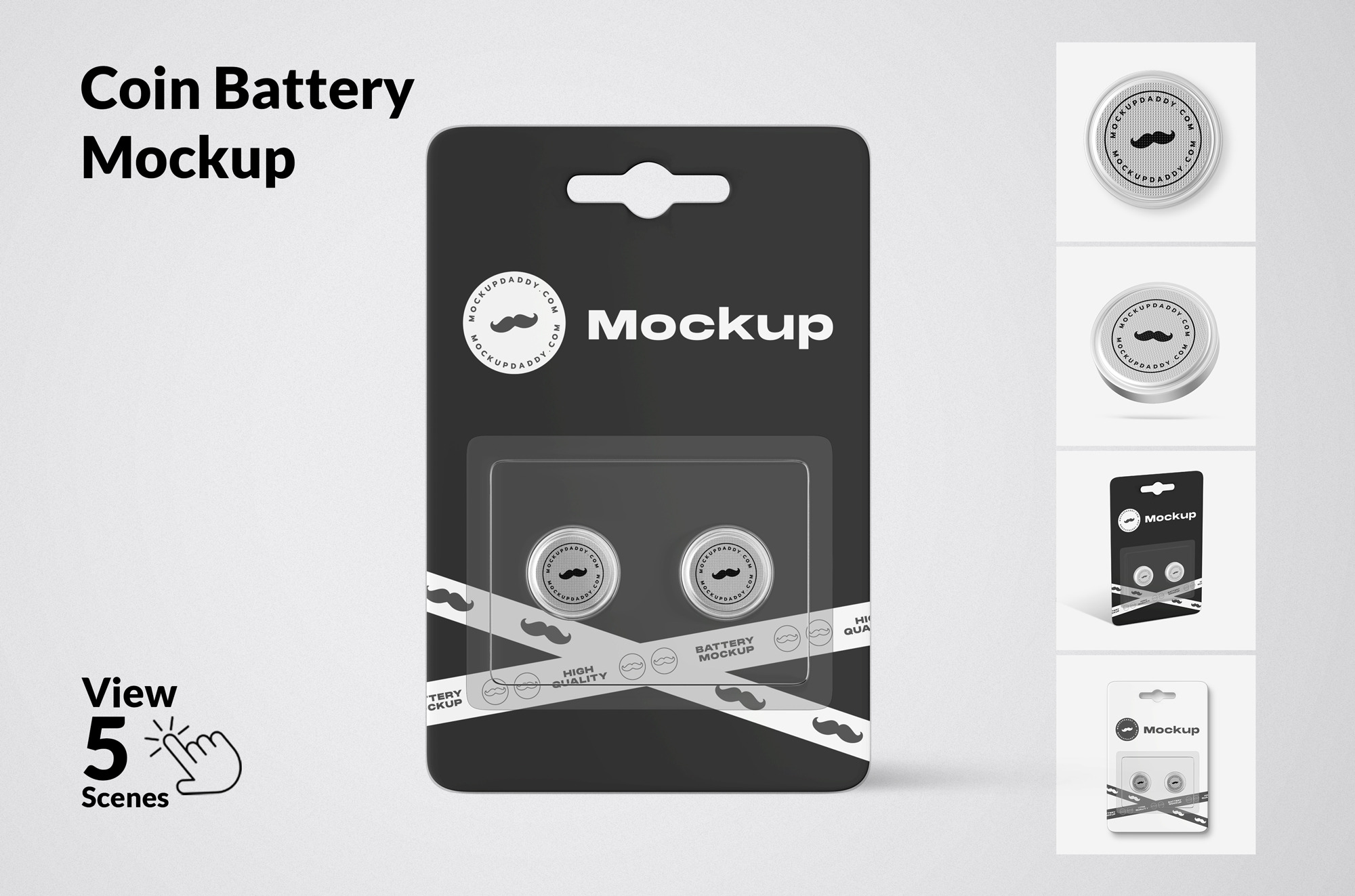 Button Coin Battery Mockup, a Packaging Mockup by Mockupdaddy