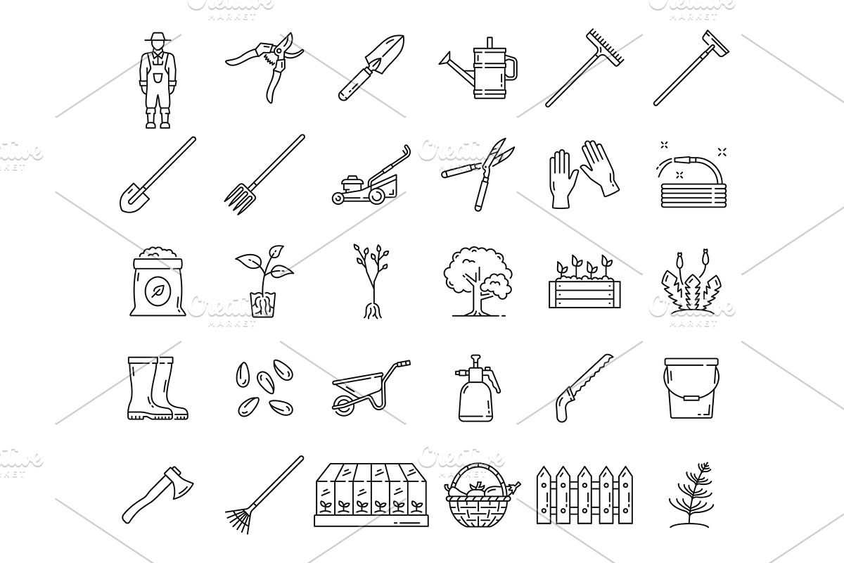 Agriculture farming, gardening tools, an Illustration by Vector Tradition