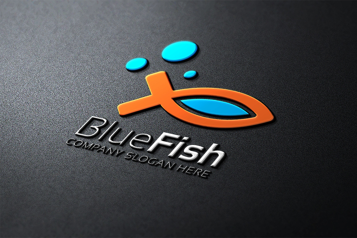 Blue Fish Logo, a Branding & Logo Template by essegraphic