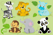 Jungle Animal Babies Clipart AMB-131, an Animal Illustration by ...