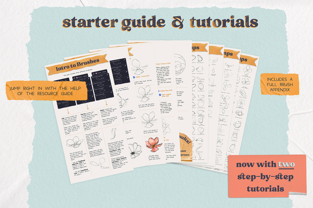 Flower Builder Kit for Procreate, a Brush Add-On by Wooly Pronto