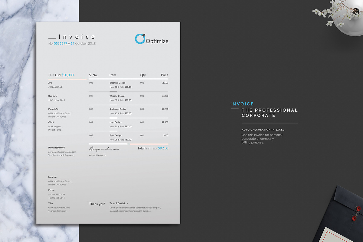 Invoice, a Stationery Template by ThemeDevisers | Creative Market