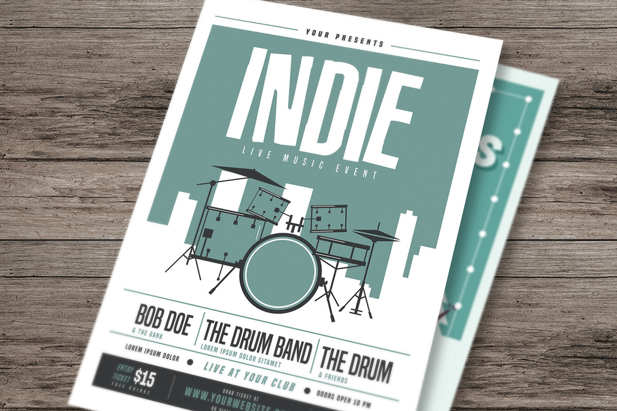 Indie Drum Flyer, a Flyer Template by Guuver