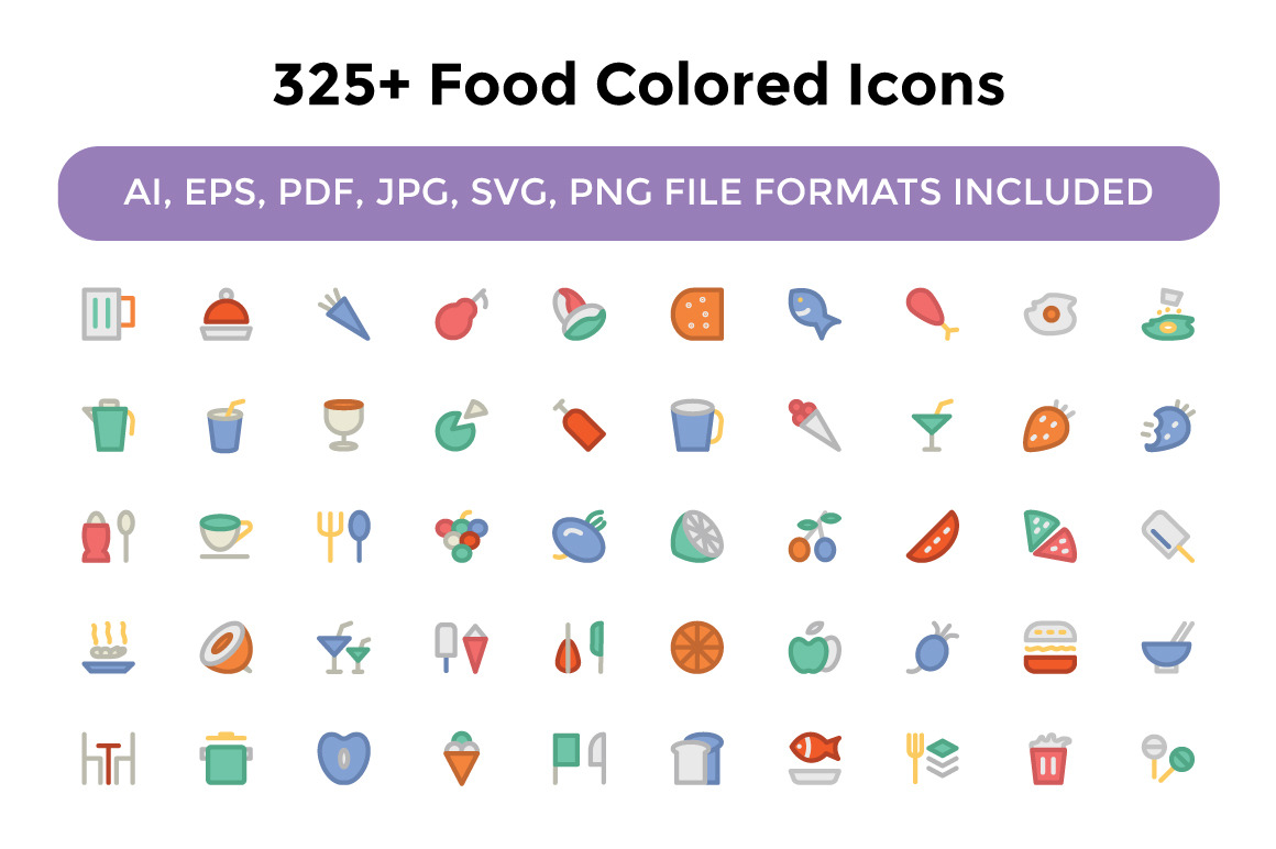 325+ Food Colored Icons, an Icon by Vectors Market