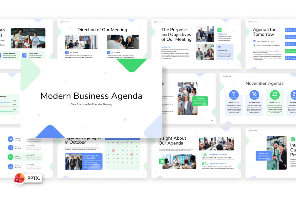 Modern Business Agenda PowerPoint, a Presentation Template by Loin Studio