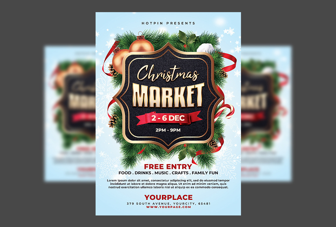 Christmas Market Flyer Template, a Flyer Template by Hotpin | Creative ...