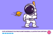Cute Astronaut Playing Baseball, a Technology Illustration by Catalyst Labs