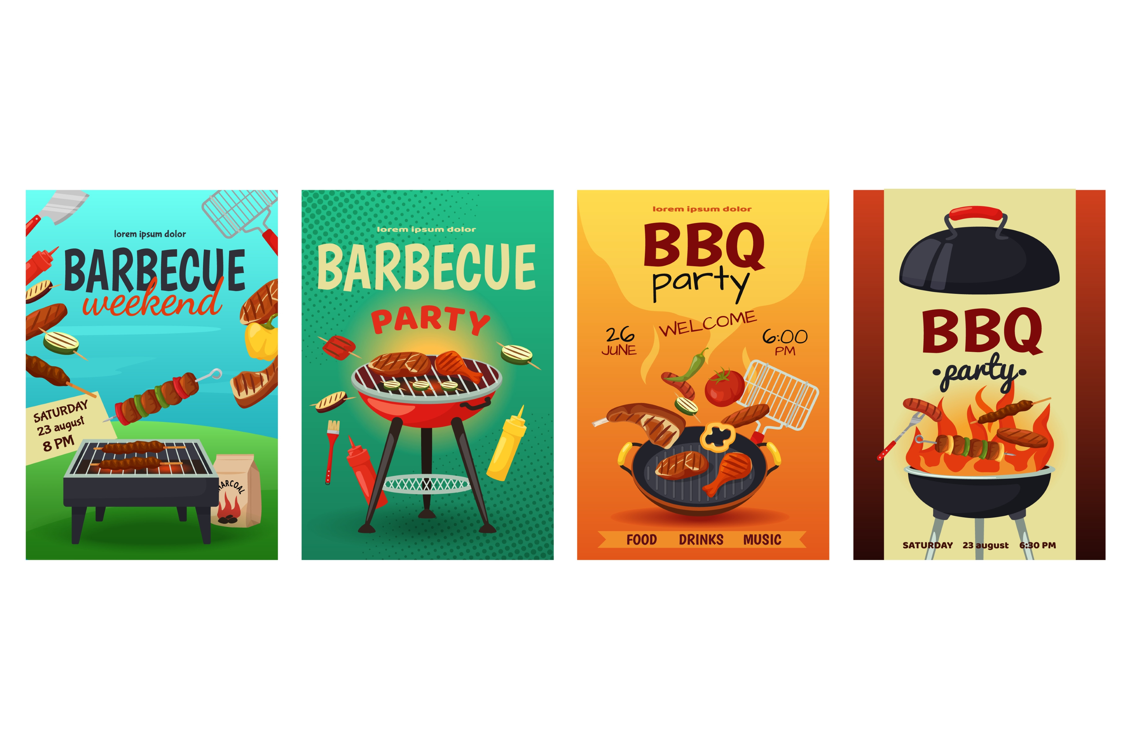 Barbecue posters, bbq grill party | Food Illustrations ~ Creative Market