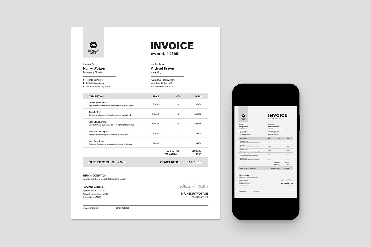 Invoice Template, a Flyer Template by BrandPacks