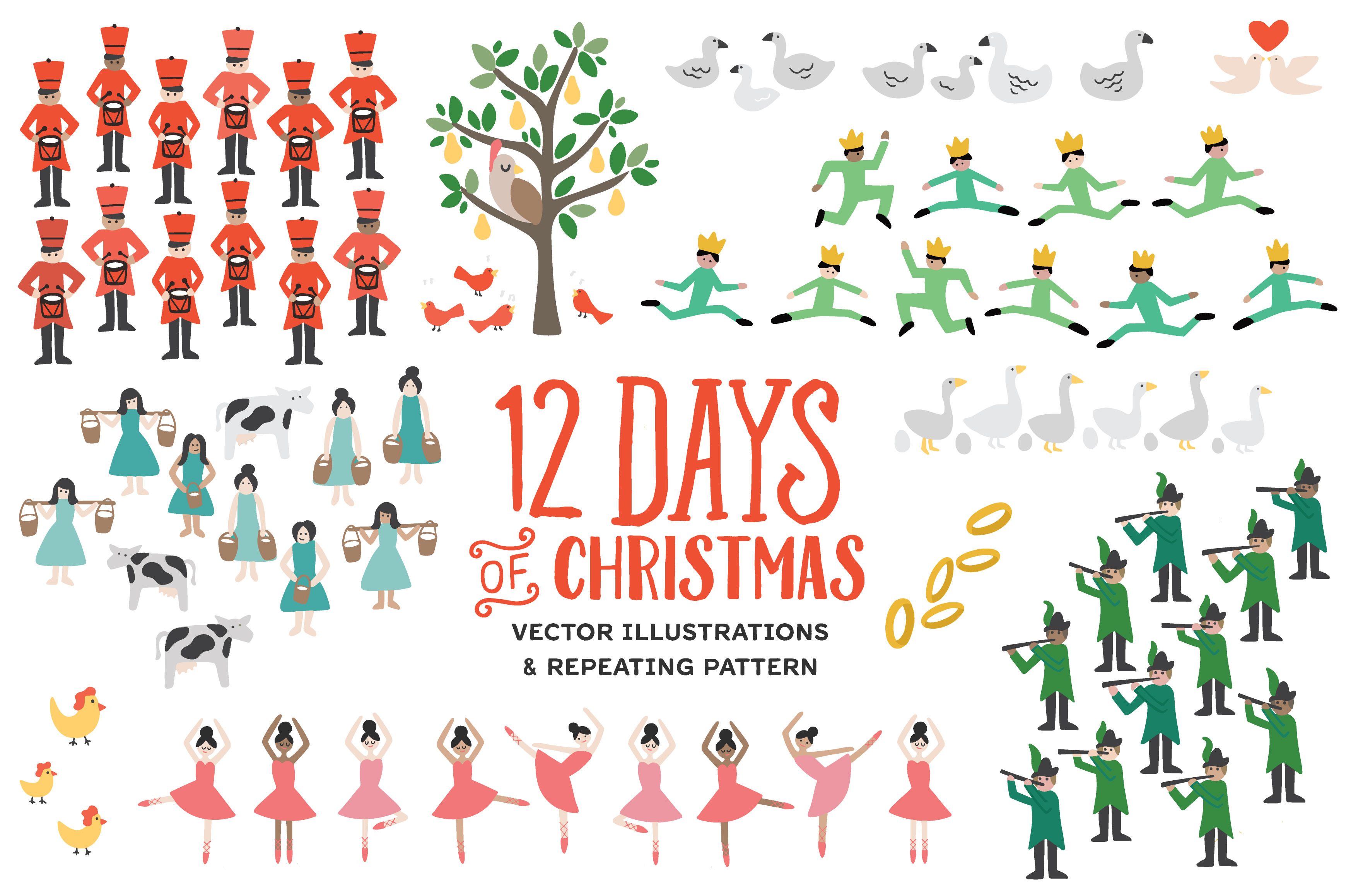 Twelve Days of Christmas, an Illustration by Illustrations by Jessie ...