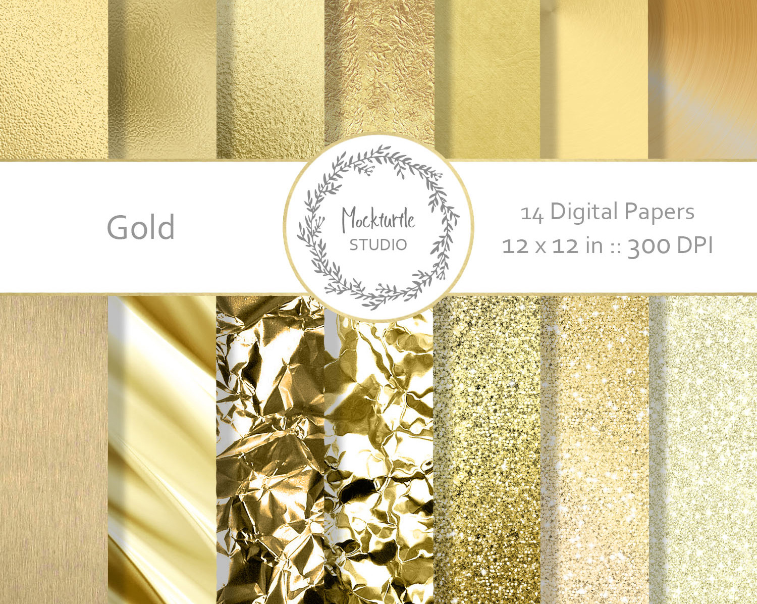 Gold Foil and Glitter digital paper, a Texture Graphic by MockTurtleStudio