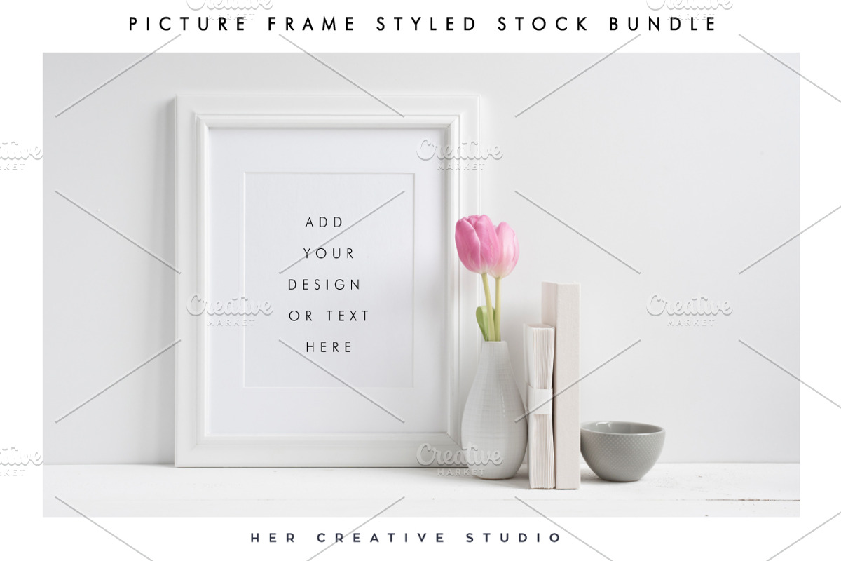 White Picture Frame Bundle, a Print Template by Her Creative Studio