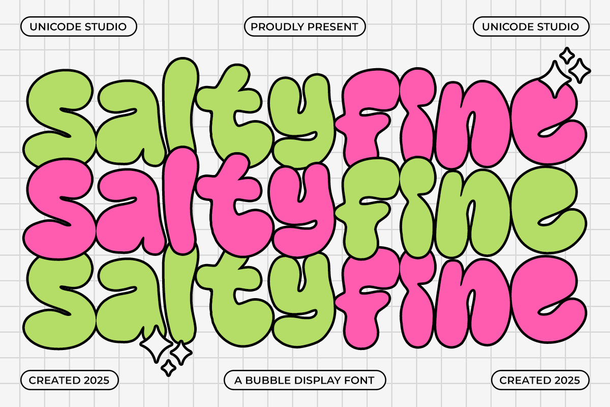 Saltyfine – Fun Bubble Display Font, a Sans Serif Font by Unicode Studio