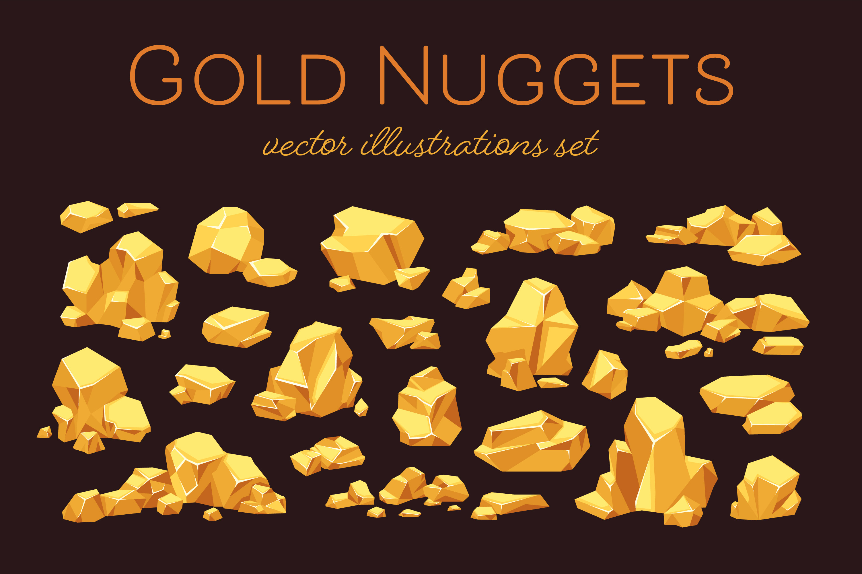 Gold nuggets and gem stones set, an Object Illustration by Good Studio