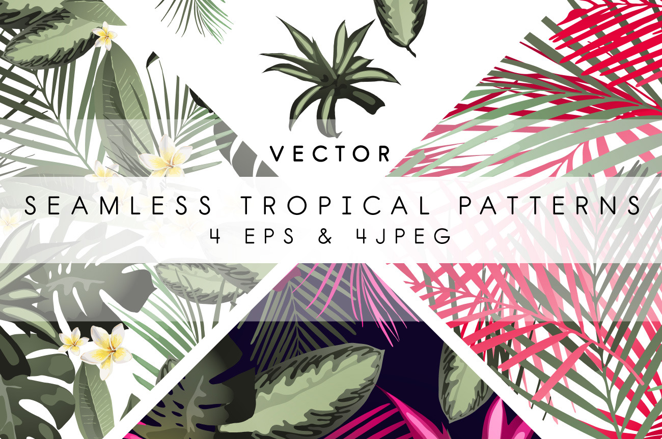 Tropical patterns & set (VECTOR), a Pattern Graphic by ollalya