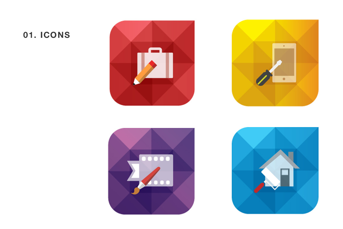 Geometric Icon Set for Web Design, an Icon by rachaelbuttsco