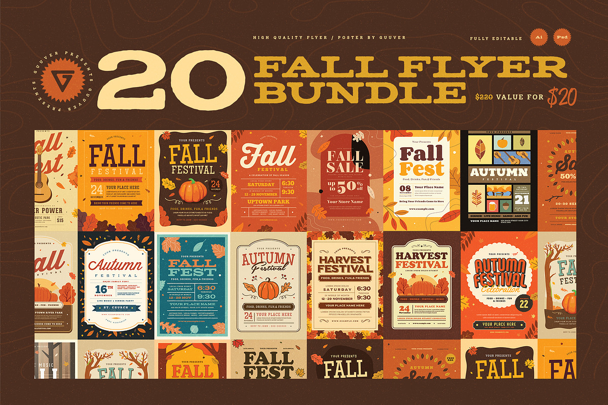 Autumn/ Fall Event Flyer Bundle, a Flyer Template by Guuver