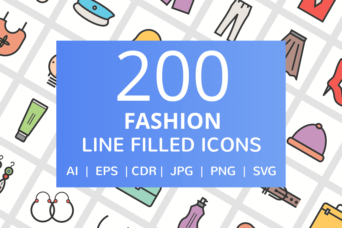 200 Fashion Filled Line Icons | Outline Icons ~ Creative Market