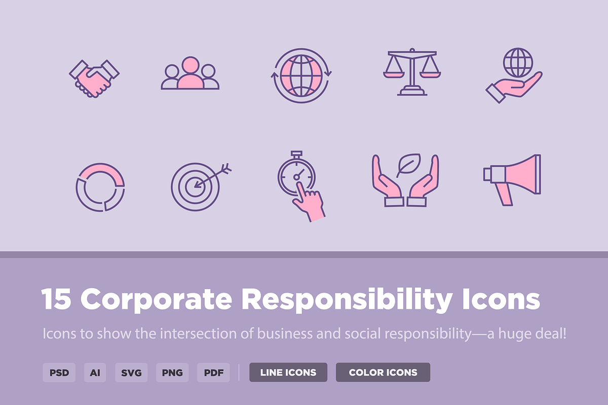 15 Corporate Responsibility Icons, an Icon by Creative VIP