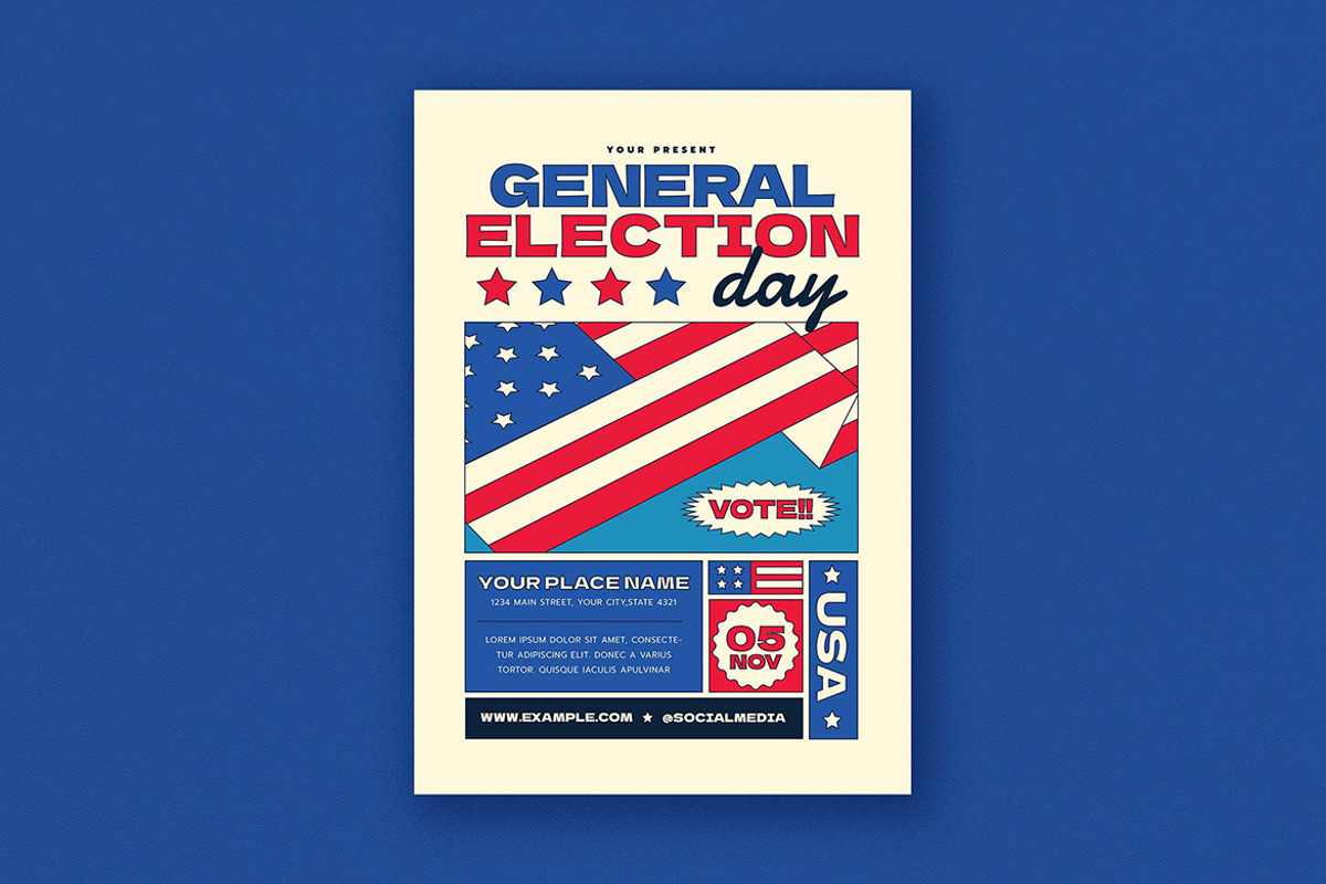 US General Election Day Flyer, a Flyer Template by VectorVactory ...