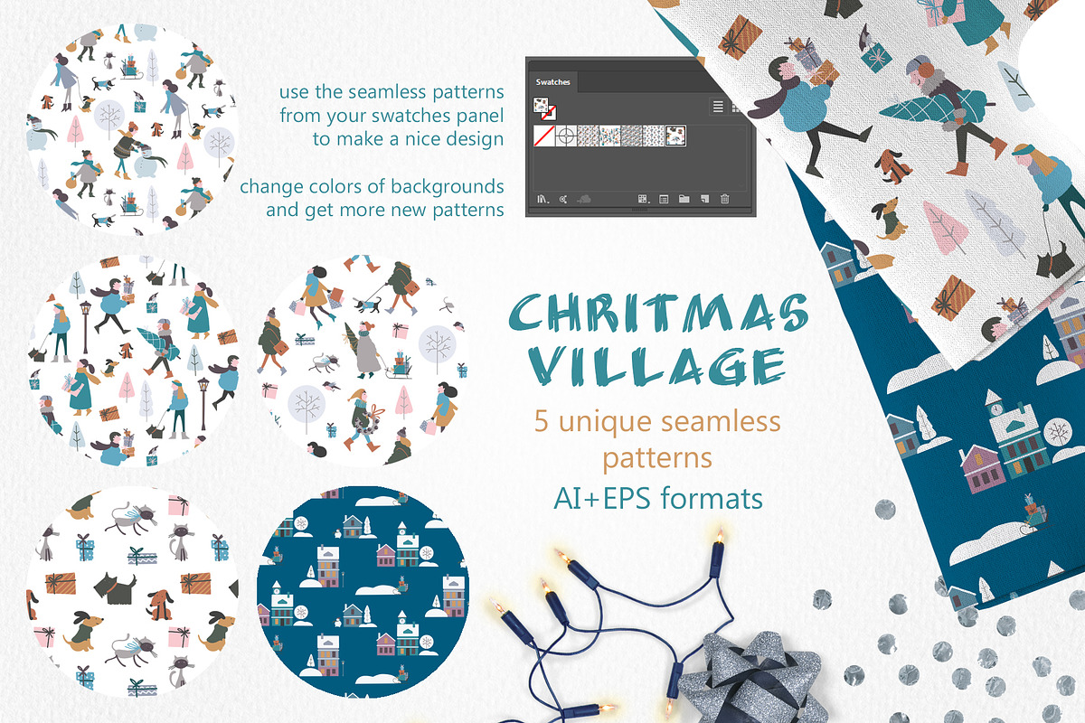 Christmas Village Clip art, a Decorative Illustration by ArtPavo